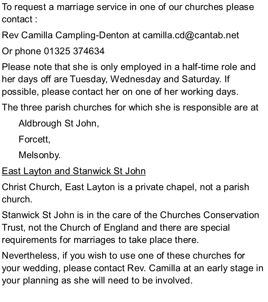 Stanwick Group of Churches | Request for Marriage